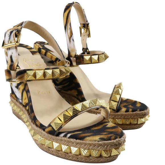 Christian Louboutin | Shoes | Pyraclou 1mm Bengale Tiger Stripe Wedge ...